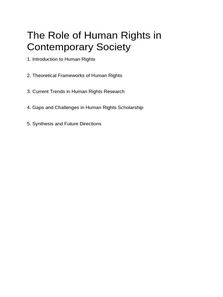 The Role of Human Rights in Contemporary Society | PDF