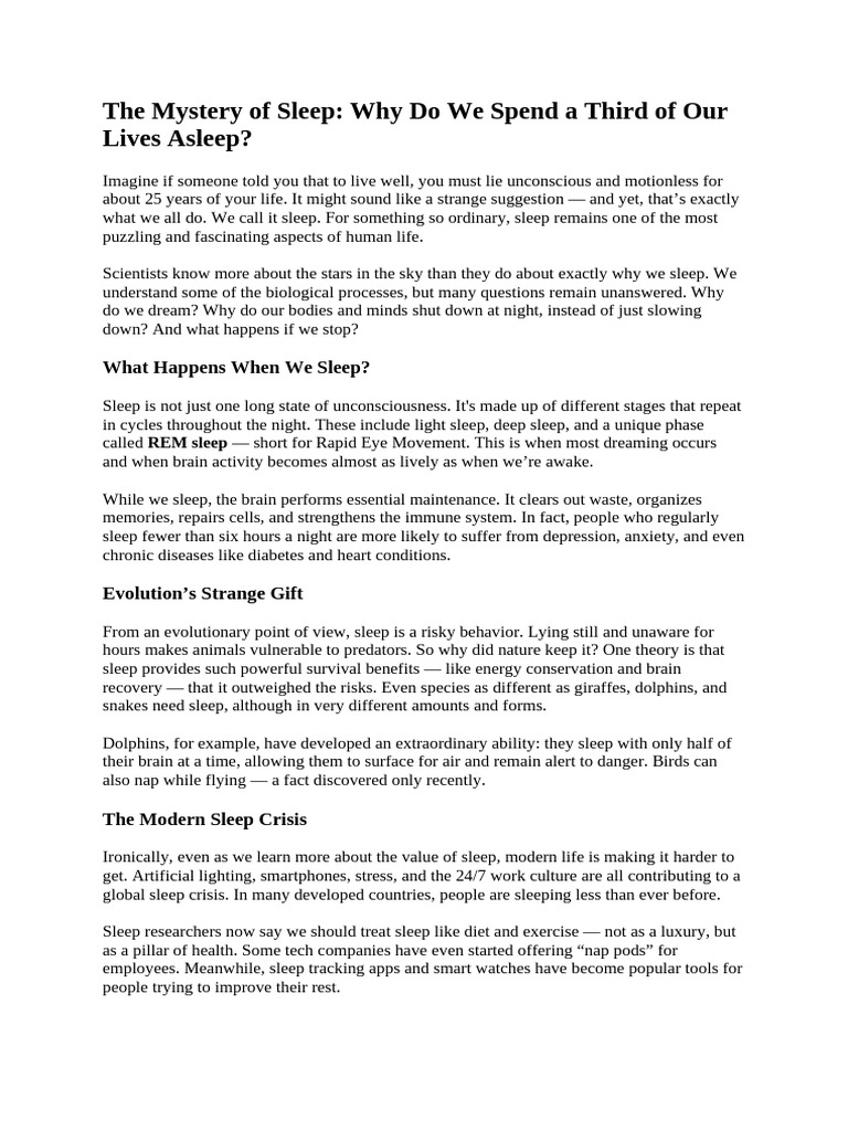 The Science and Mystery of Sleep | PDF | Sleep | Rapid Eye Movement Sleep