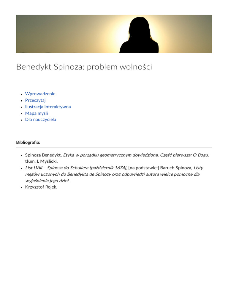 Benedykt Spinoza Problem Wolnosci | PDF