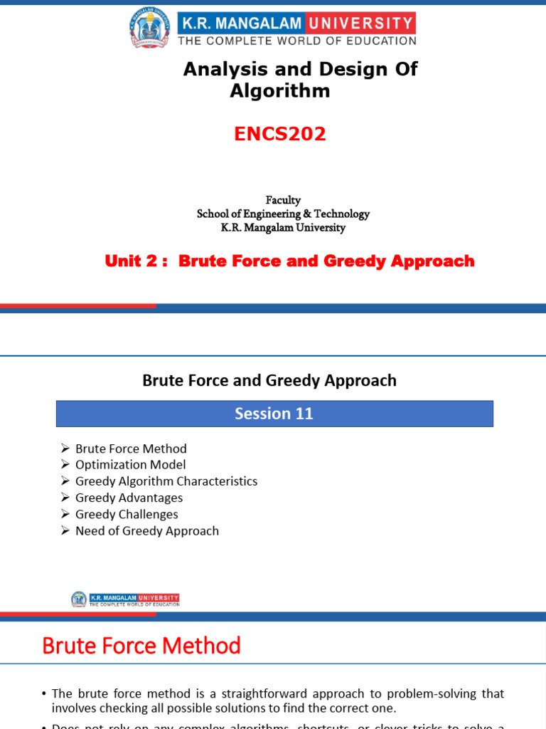 L11 Brute Force and Greedy Approach | PDF | Mathematical Optimization | Algorithms