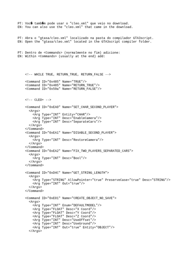 CLEO+ gta3sc xml - commands | PDF