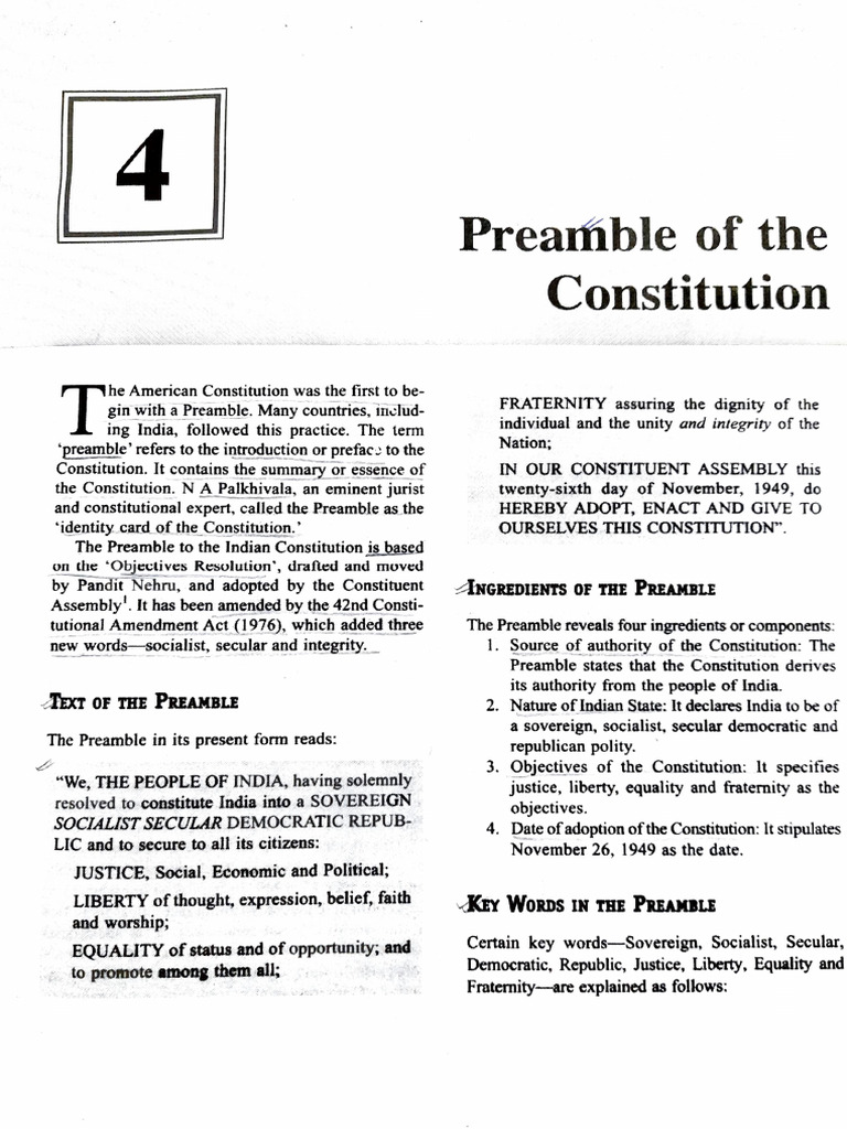 Preamble of The Indian Constitution | PDF | Government | Political Science