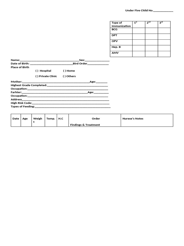 Child Health Record Form Guide | PDF