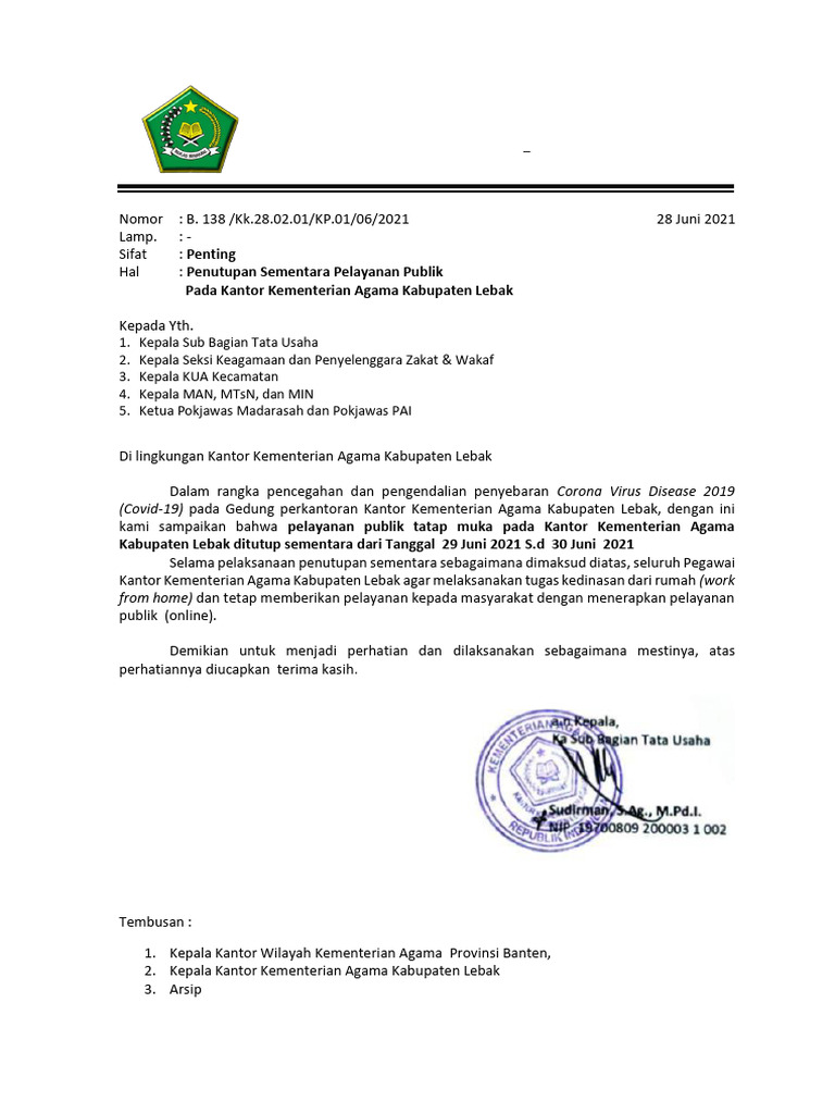 Konsep Surat WFH 1 | PDF