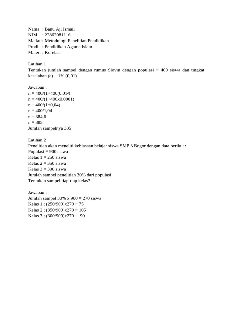 Banu Aji Ismail - Materi Populasi Dan Sampel | PDF