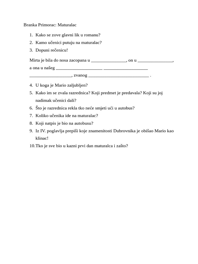 Branka Primorac - Maturalac PP | PDF