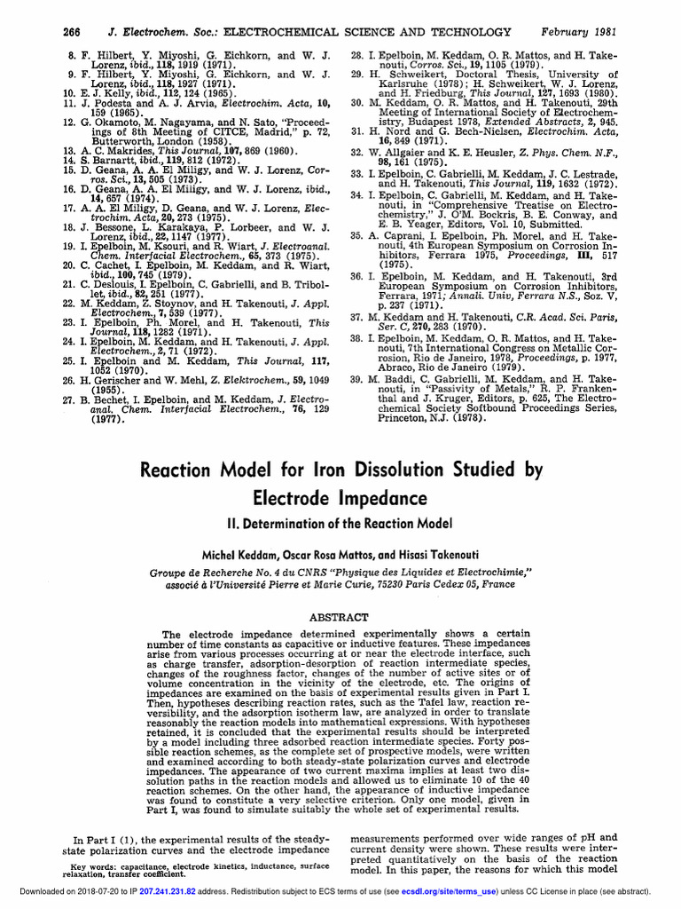 Iron Dissolution Reaction Model Analysis | PDF | Electricity ...