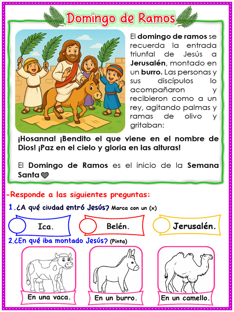 Ficha Educ. Rel. Domingo de Ramos | PDF