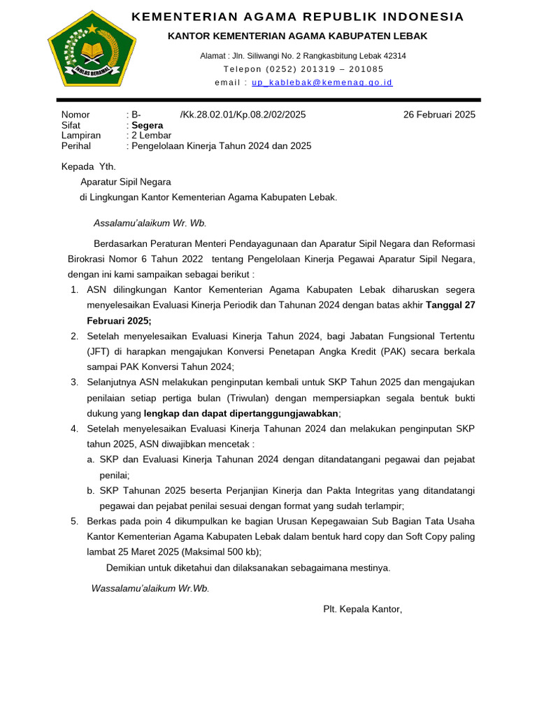 Surat SKP Tahun 2024 Dan 2025 | PDF