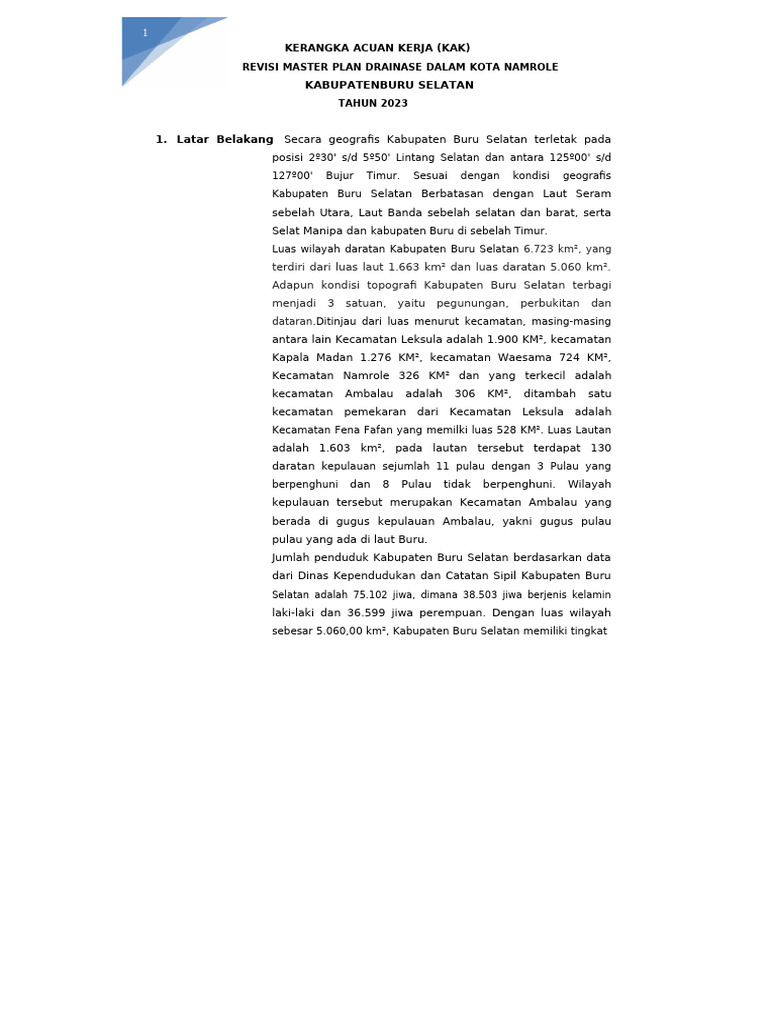 Revisi Master Plan Drainase Namrole 2023 | PDF