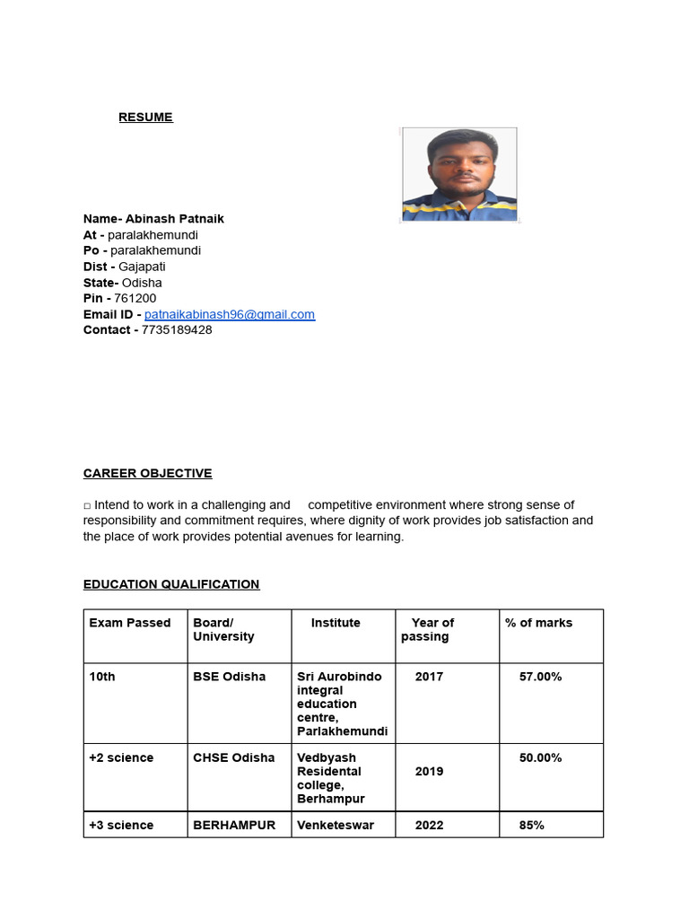 Abinash Patnaik Resume - Abinash Patnaik | PDF