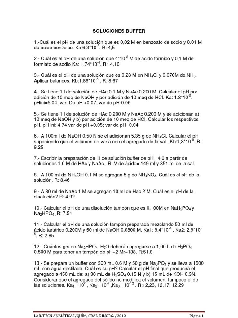 Soluciones Buffer 2012 | PDF | Solución tampón | Ph
