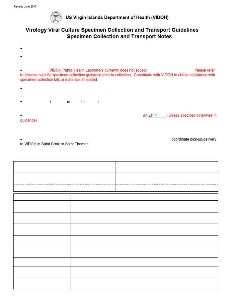 Viral Culture Specimen Collection Guide | PDF | Saline (Medicine ...
