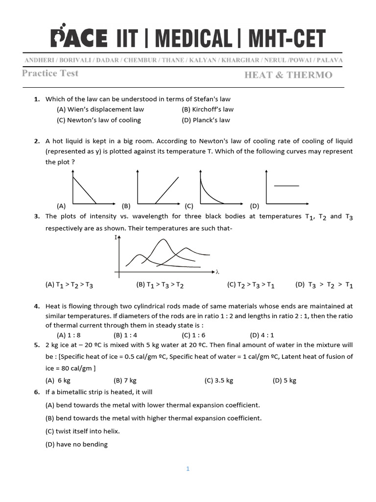 Heat and Thermodynamics Practice Test | PDF | Thermal Expansion | Gases