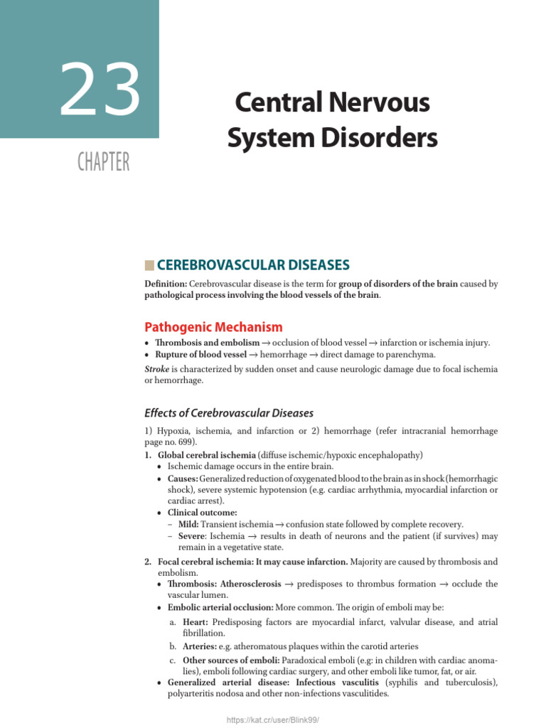 Central Nervous System Disorders | PDF | Meningitis | Ischemia