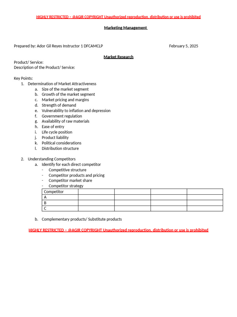MM Market Research Form | PDF