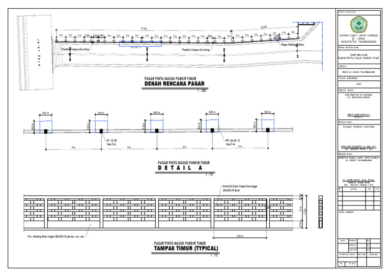 Denah Rencana Pagar: Pagar Pintu Masuk Parkir Timur | PDF