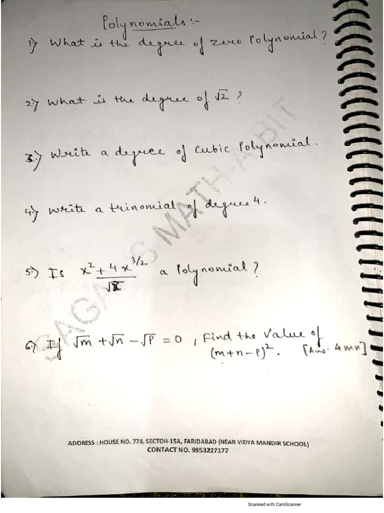 Assignment Polynomials | PDF