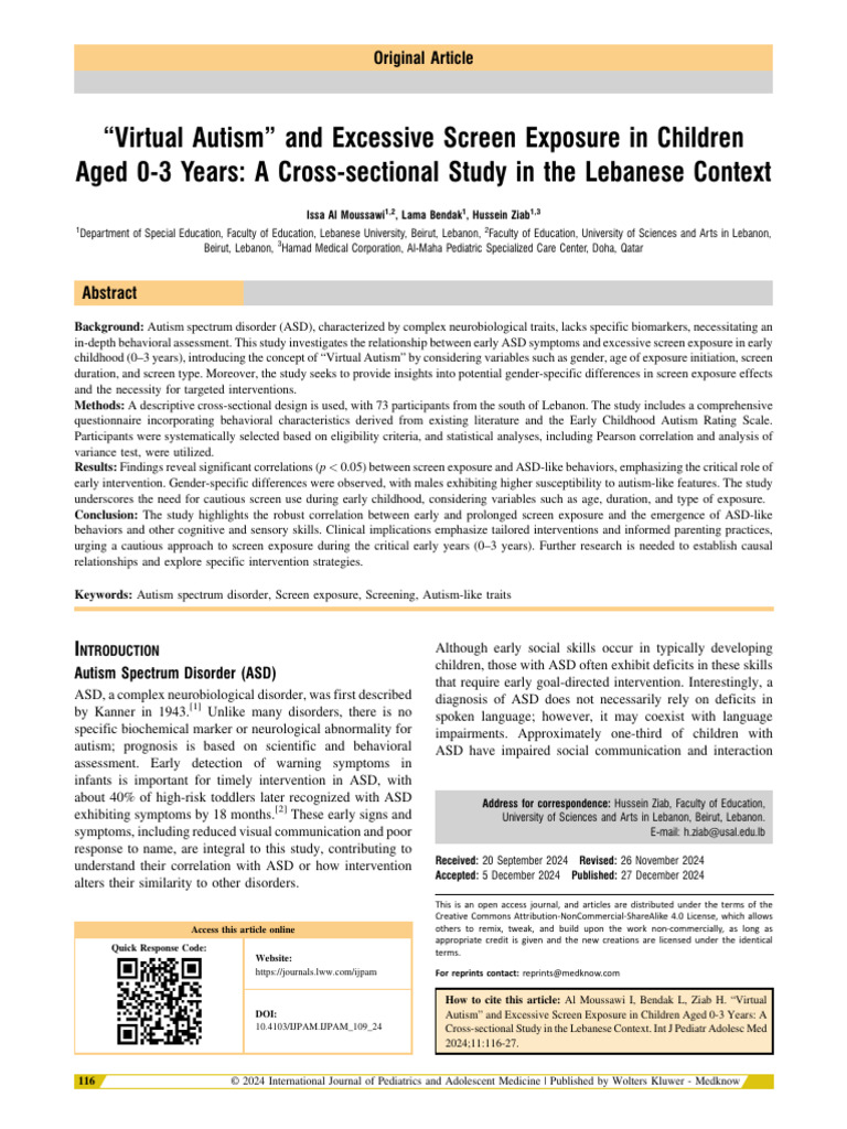Virtual Autism and Screen Time Impact | PDF | Autism | Statistical ...