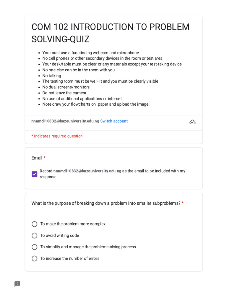 Com 102 Introduction To Problem Solving-Quiz | PDF | Algorithms ...