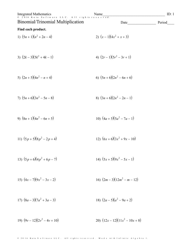 BinomialTrinomial Multiplication | PDF