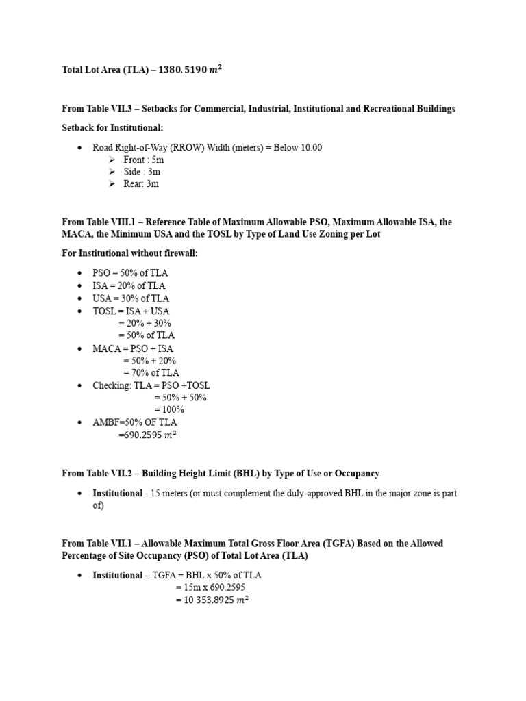 Computations For Lot Occupancy NACION | PDF