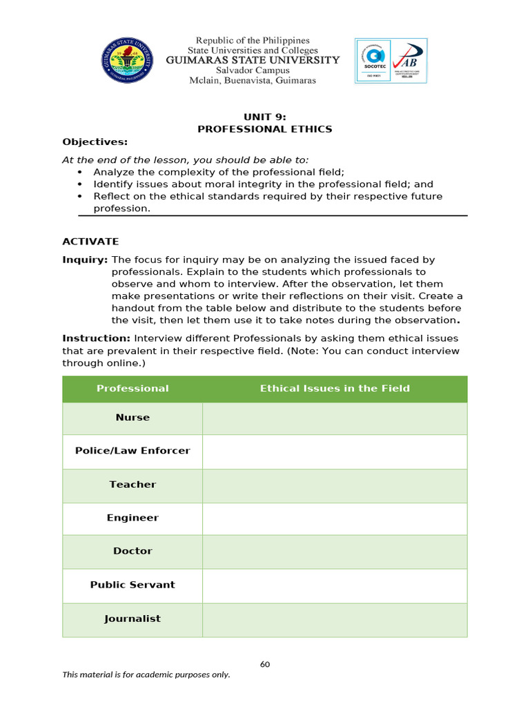 Ethics - Professional Ethics 20-1 | PDF | Professional Ethics | Profession