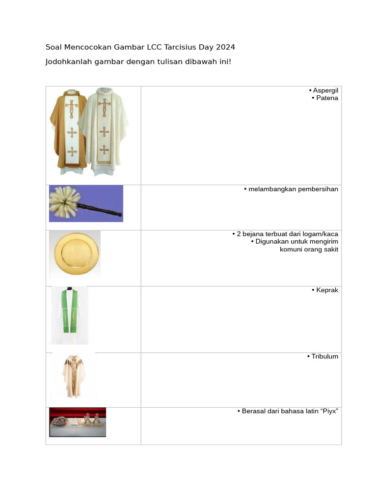 Latihan Soal LCC Mencocokan Gambar Dengan Tulisan | PDF