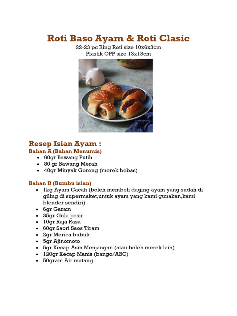 Resep Roti Ayam | PDF