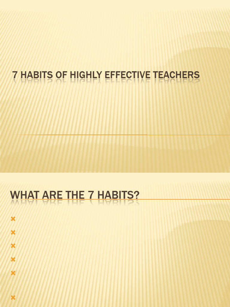 7 Habits of Highly Effective Teachers | PDF | Cognition | Behavior ...