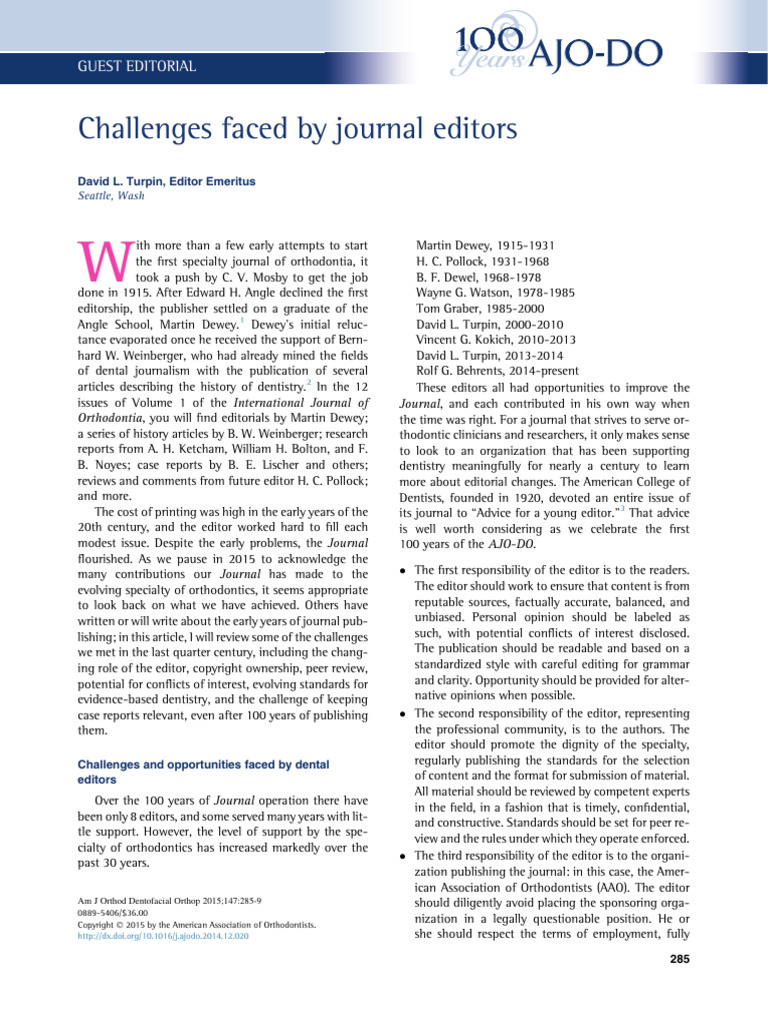 Challenges Faced by Journal Editors Ymod | PDF | Evidence Based ...