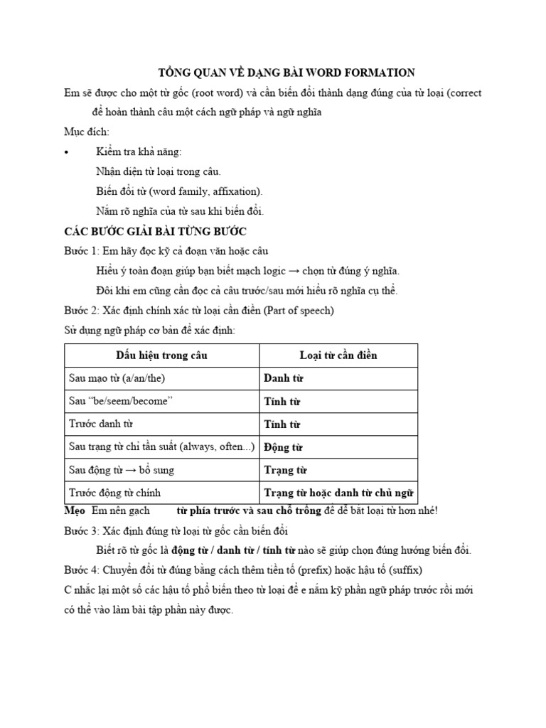 Tips Làm D NG Bài Word Formation | PDF