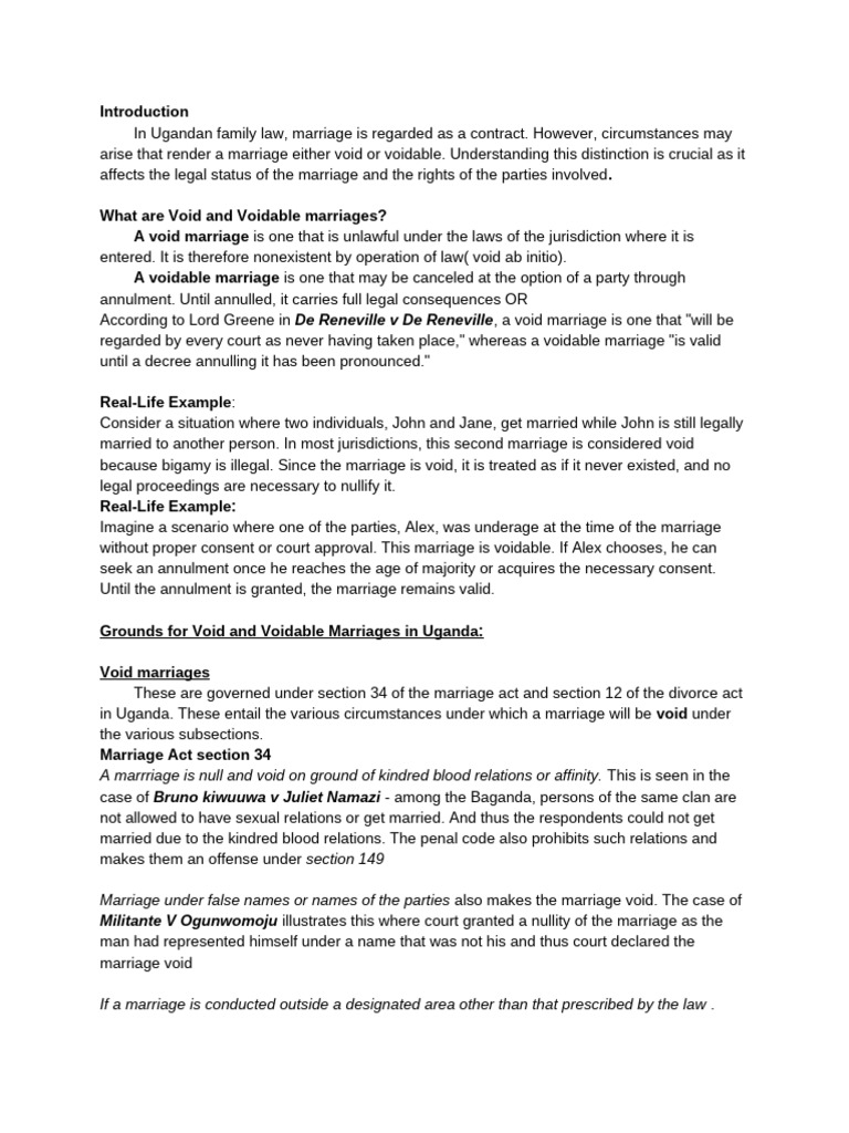 Void and Voidable Marriages Edited | PDF | Annulment | Marriage