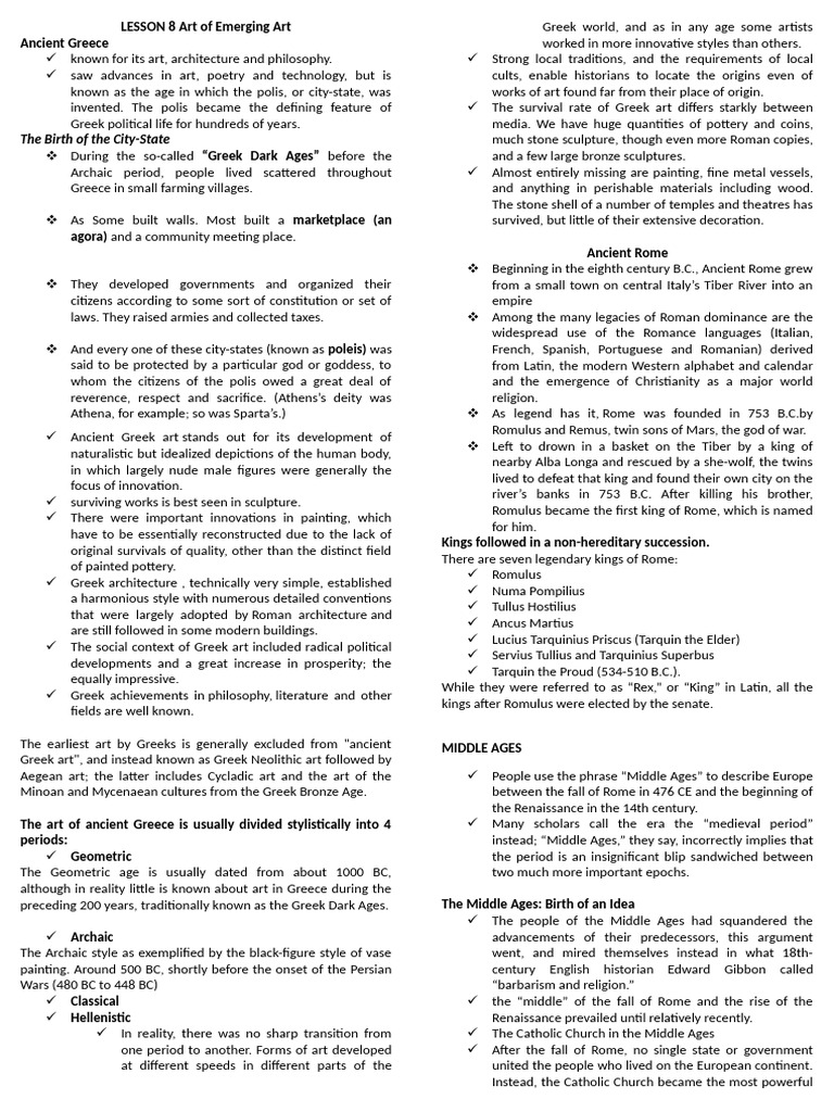 LESSON 8 Art of Emerging Art | PDF | Renaissance Art | Baroque