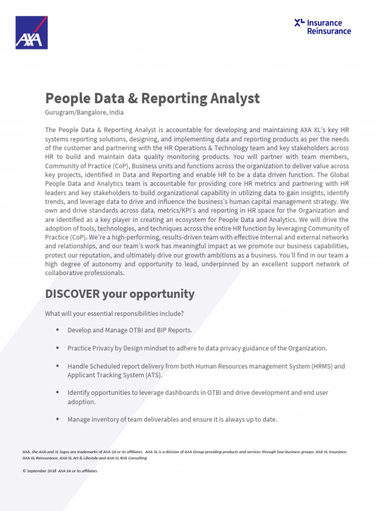 JD-People Data Reporting Analyst (002) | PDF | Sustainability | Climate ...