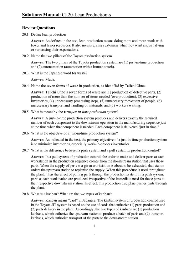 Chapter 20 - Lean Production | PDF