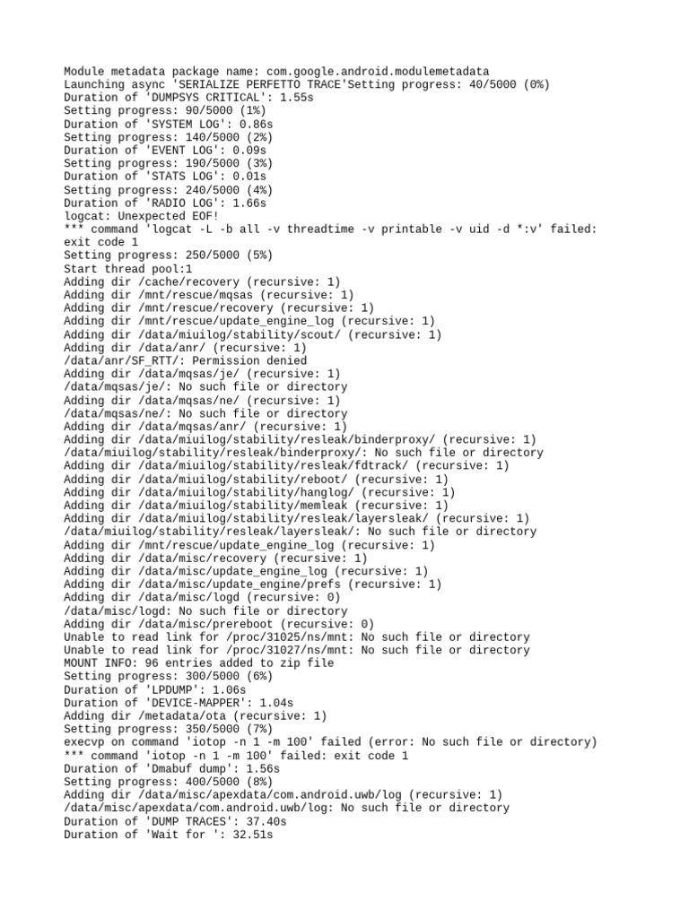 Android Module Metadata Logging Report | PDF | Data Management | Software