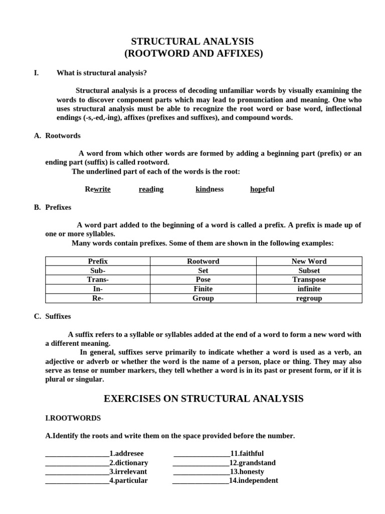 Definition and Classification of Structural Analysis | PDF | Word ...
