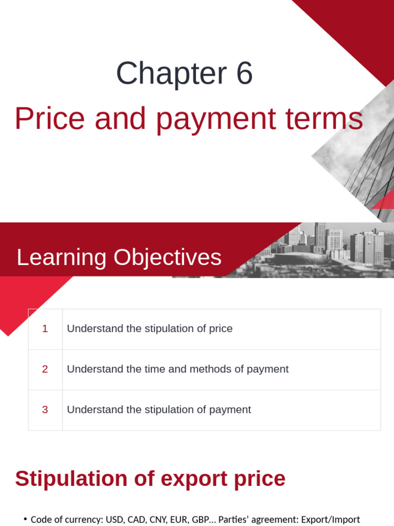 Chapter 10 - Price and Payment Terms | PDF | Letter Of Credit | Trade