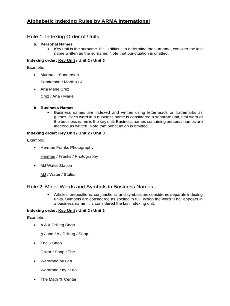 BME 41 C11 Alphabetic Indexing Rules by ARMA International - Estrada ...