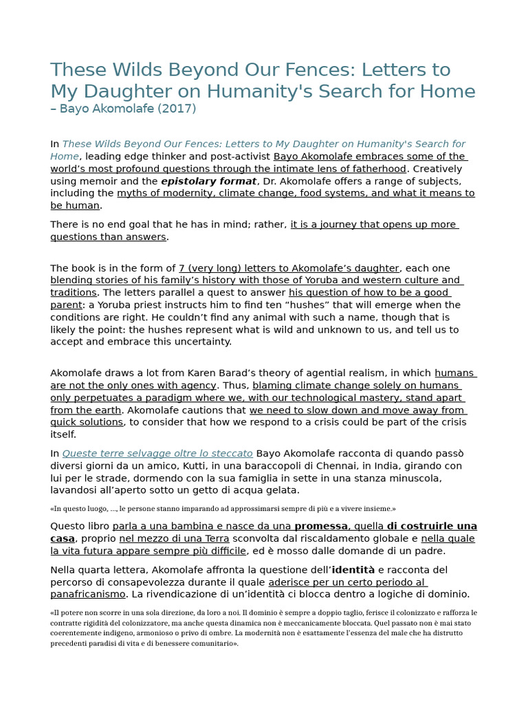 Summary - Wilds Beyond Our Fences | PDF | Space Colonization