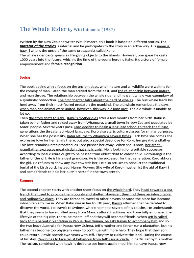 Whale Rider: Chapter Summaries | PDF | Whales | Māori People