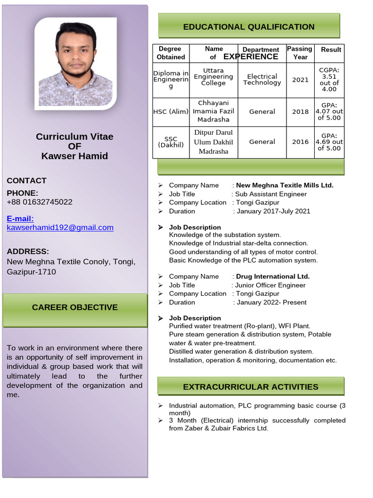 Curriculum Vitae of Kawser Hamid | PDF