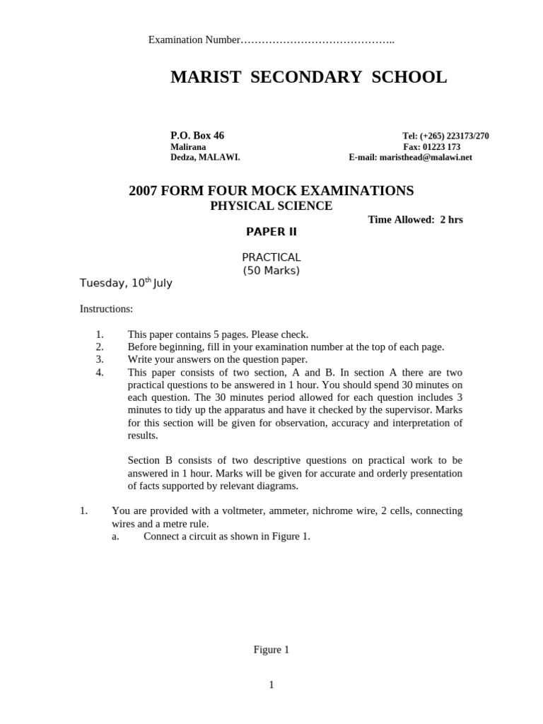 2007 Form Four Mock Exams Physics II | PDF | Atoms | Chemical Elements