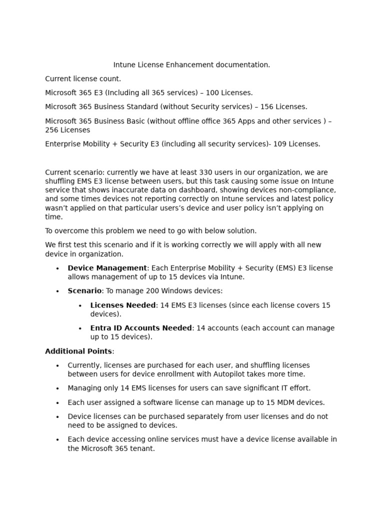 Intune License Enhancement documentation | PDF