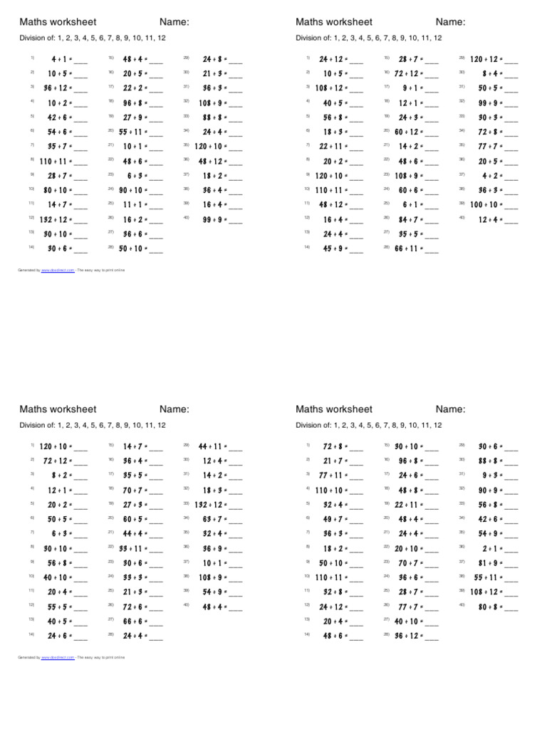 Doxdirect Times Tables | PDF
