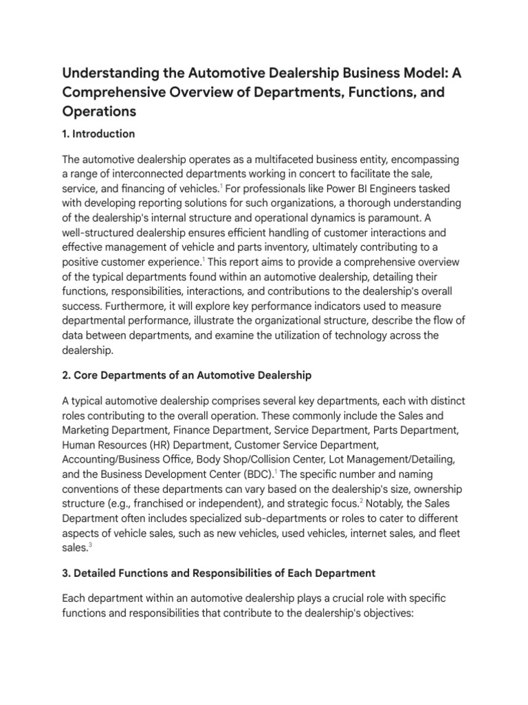 Automotive Dealership Structure Overview | PDF | Human Resources | Sales