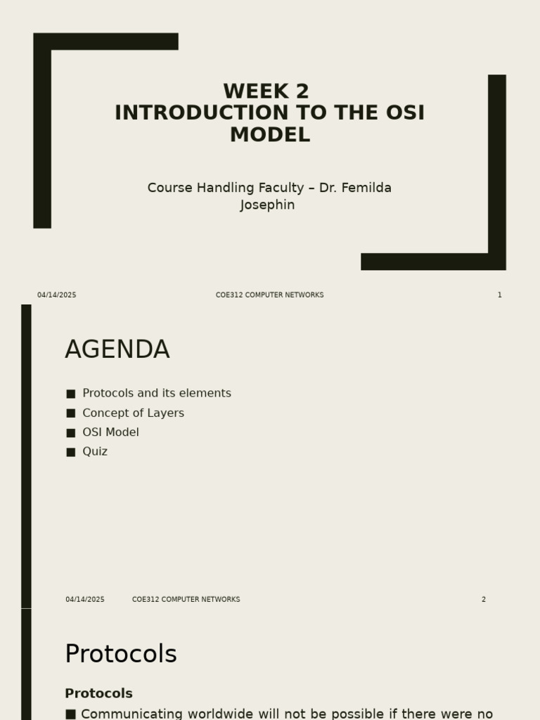 Week 2 Introduction To OSI Model | PDF | Osi Model | Computer Network