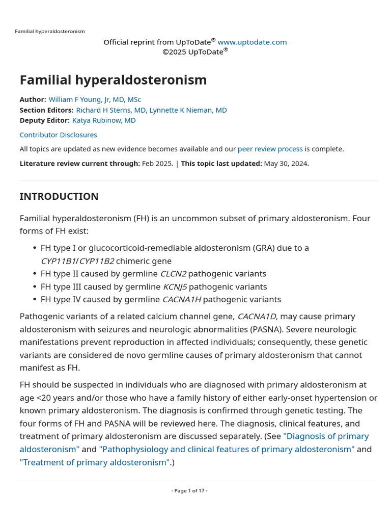 Familial hyperaldosteronism | PDF | Diseases And Disorders | Medical ...