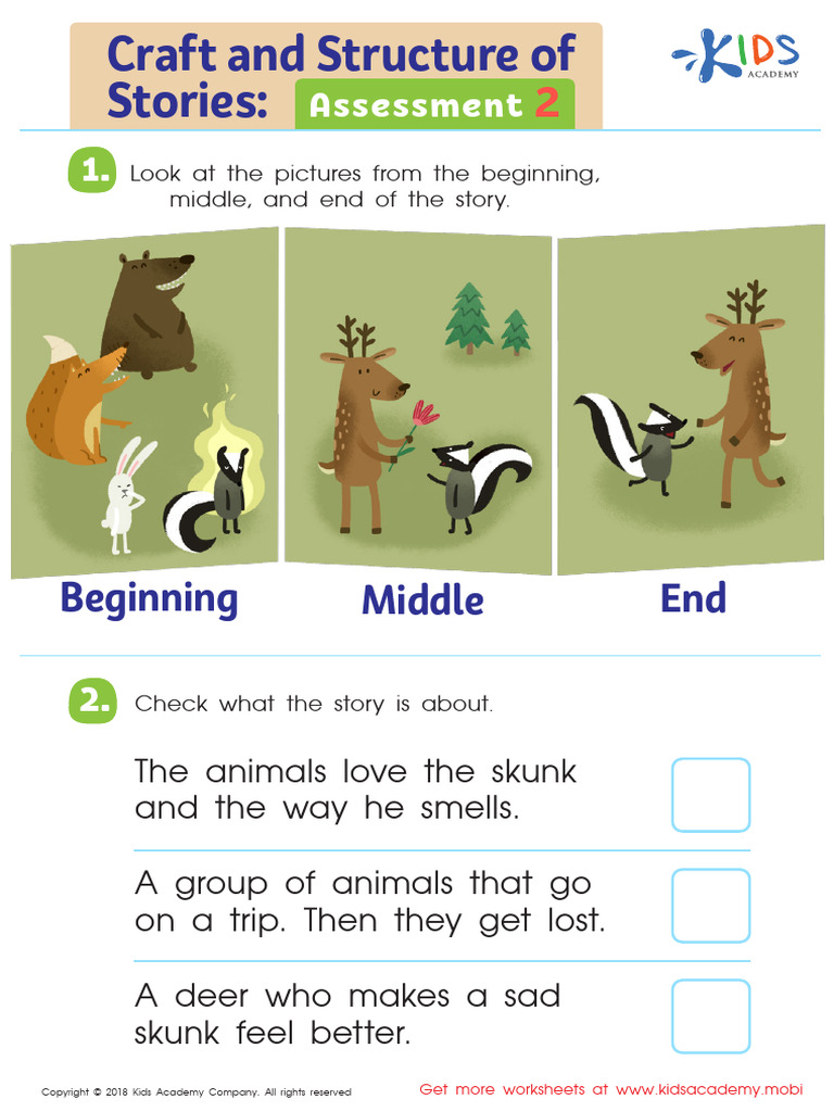 Preschool Craft and Structure of Stories Assessment 2 Worksheet | PDF